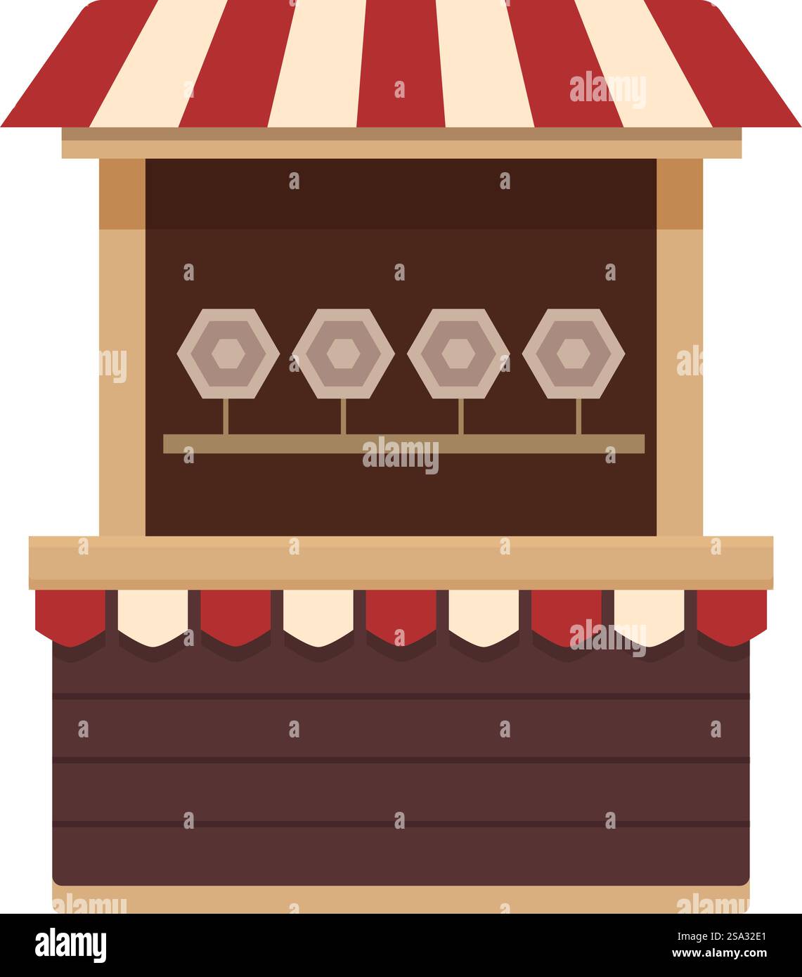 Traditional classic market stall illustration with striped awning ...
