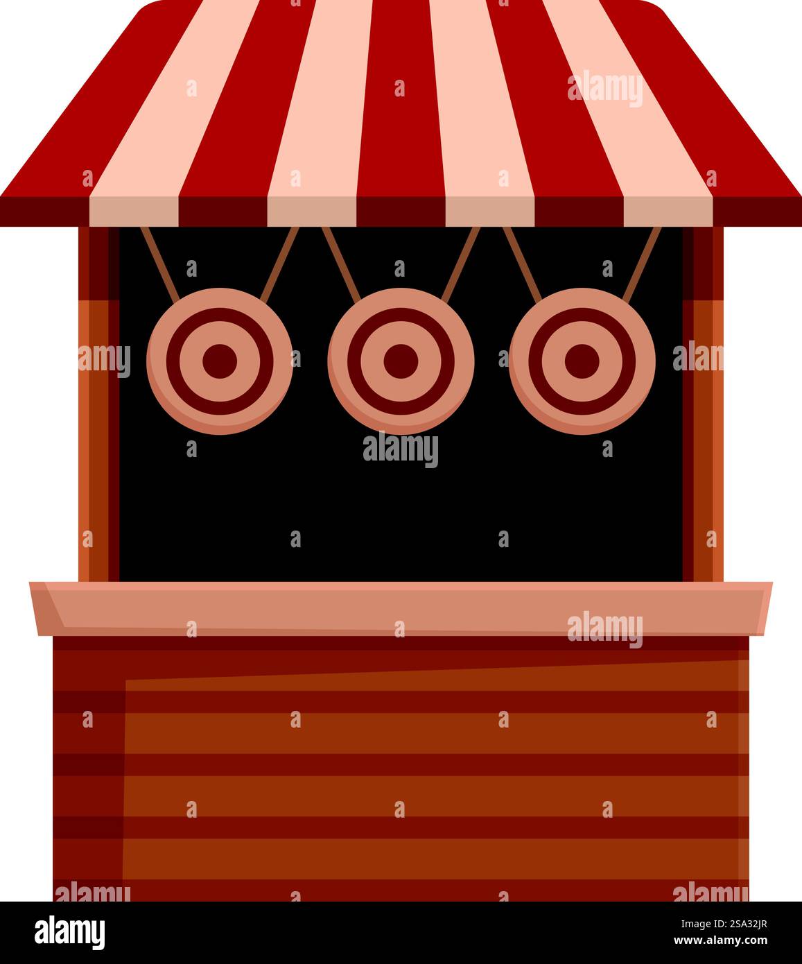 Illustration of a charming wooden market stall with a striped awning ...