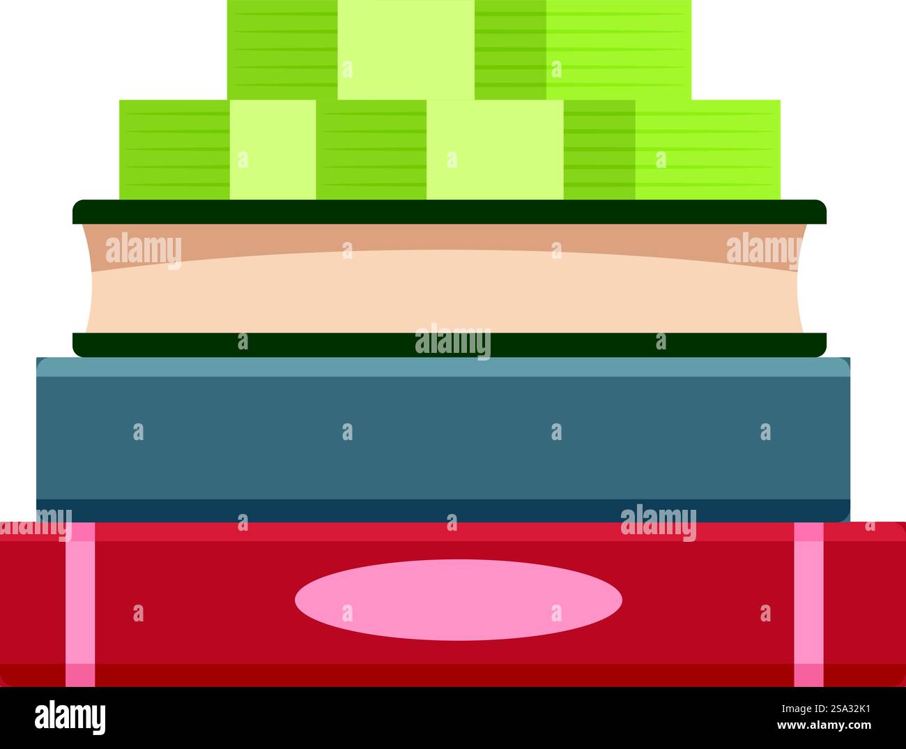 Digital illustration of a stack of books in various colors, suitable ...