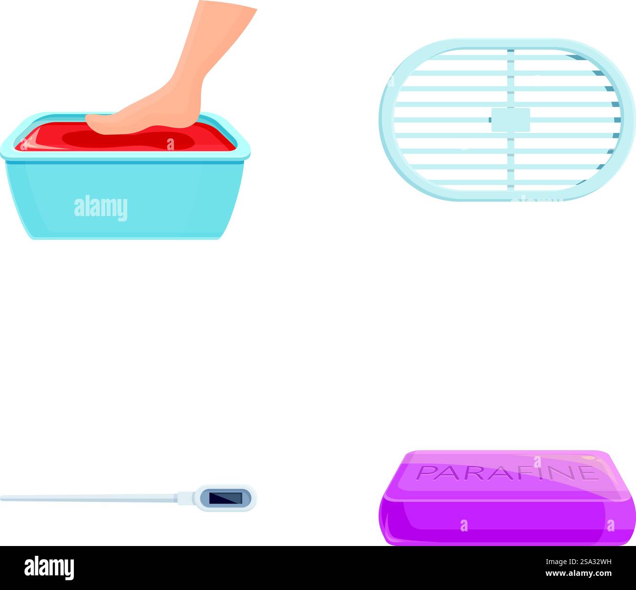 Paraffin therapy icons set cartoon vector. Cosmetic procedure for feet ...
