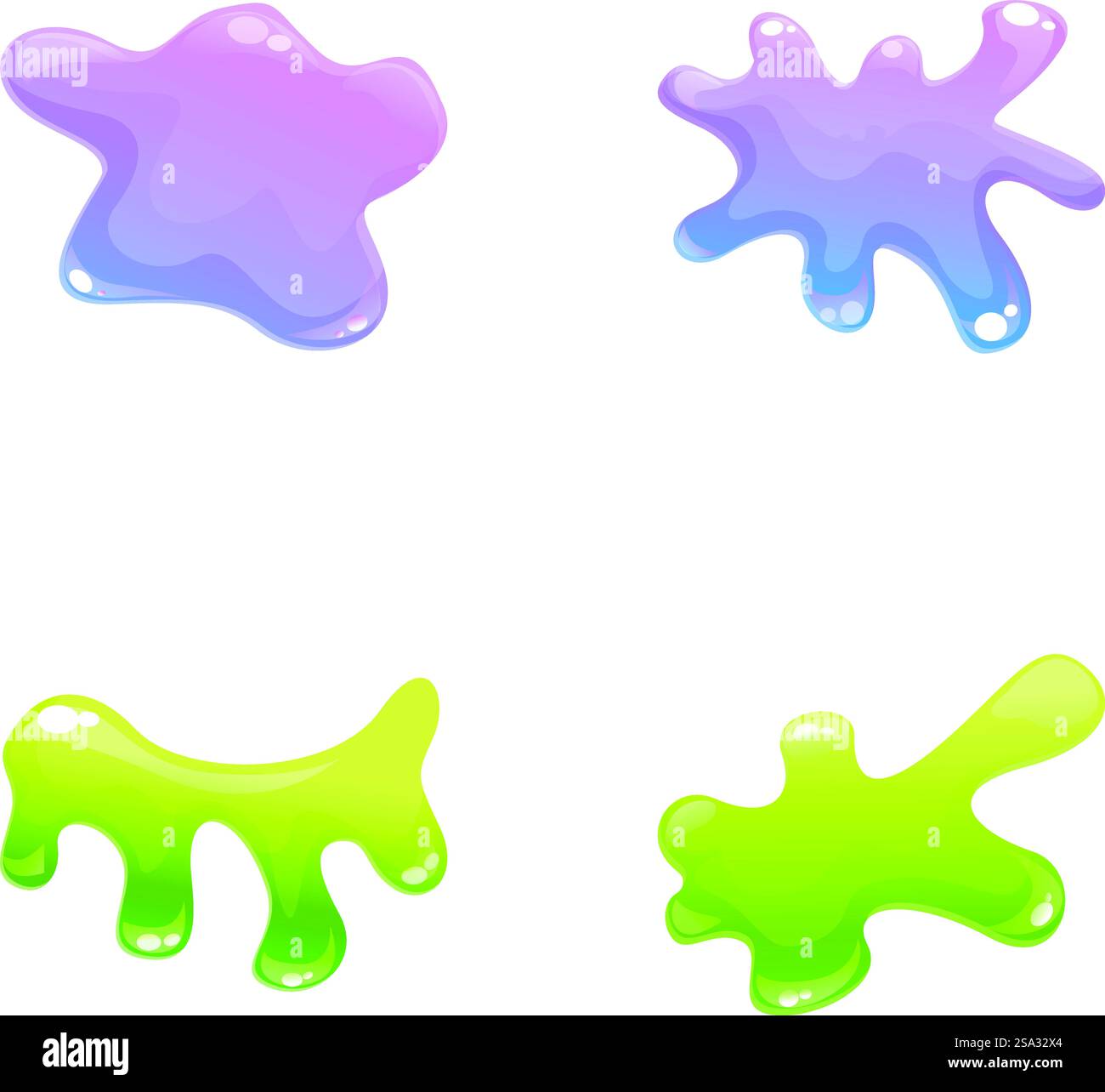 Slime icons set cartoon vector. Colorful dripping slime stain. Jelly ...