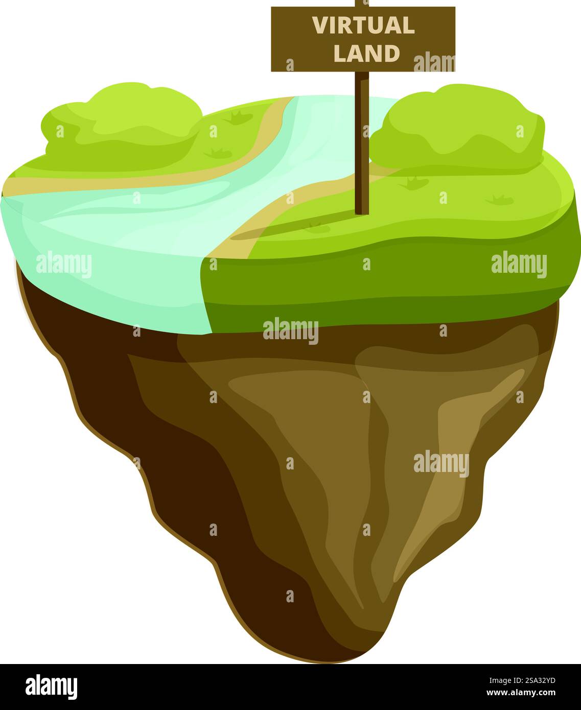 Futuristic digital illustration of virtual land concept in cyber space ...