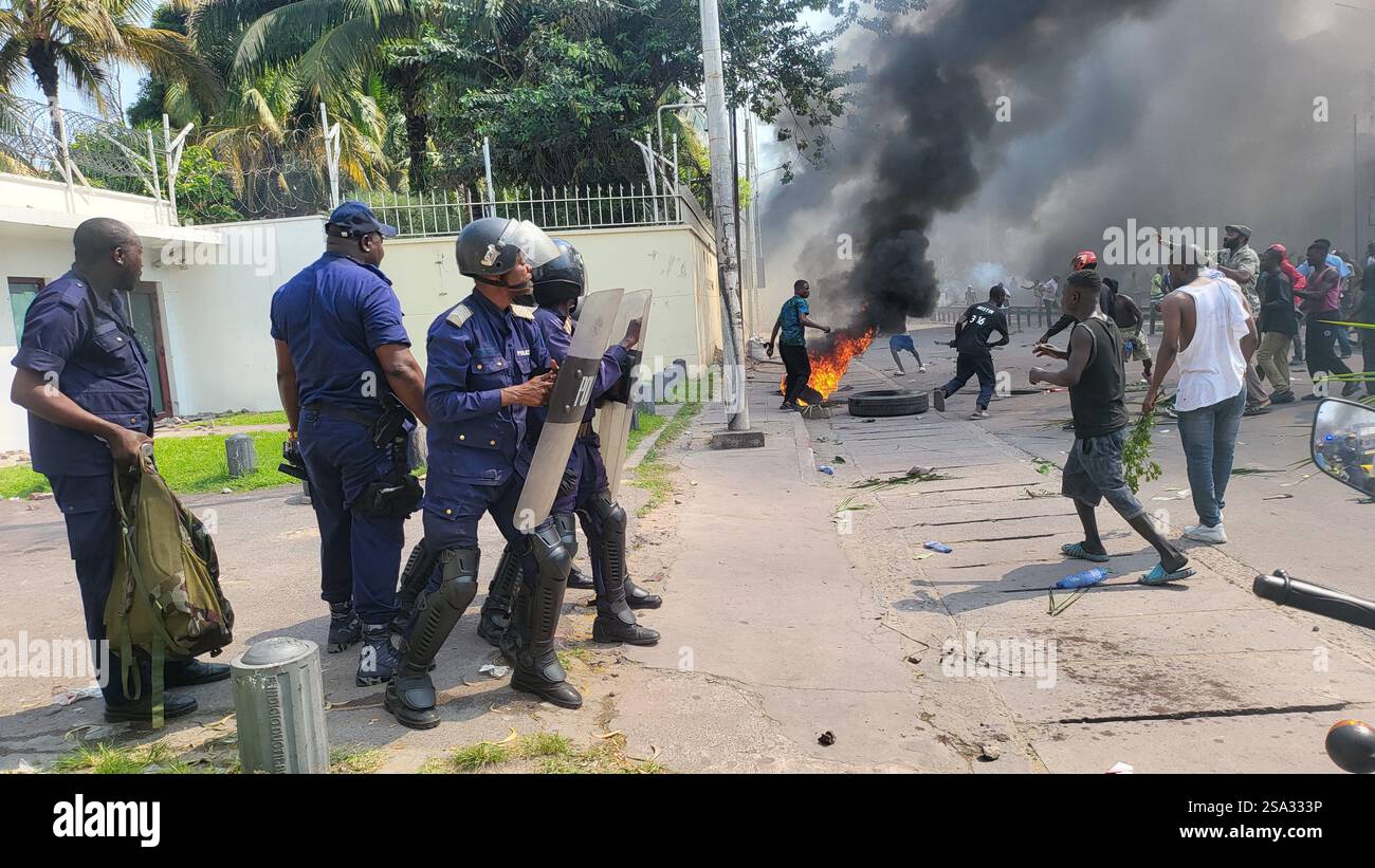Kinshasa. 28th Jan, 2025. This photo taken by a cellphone on Jan. 28 ...
