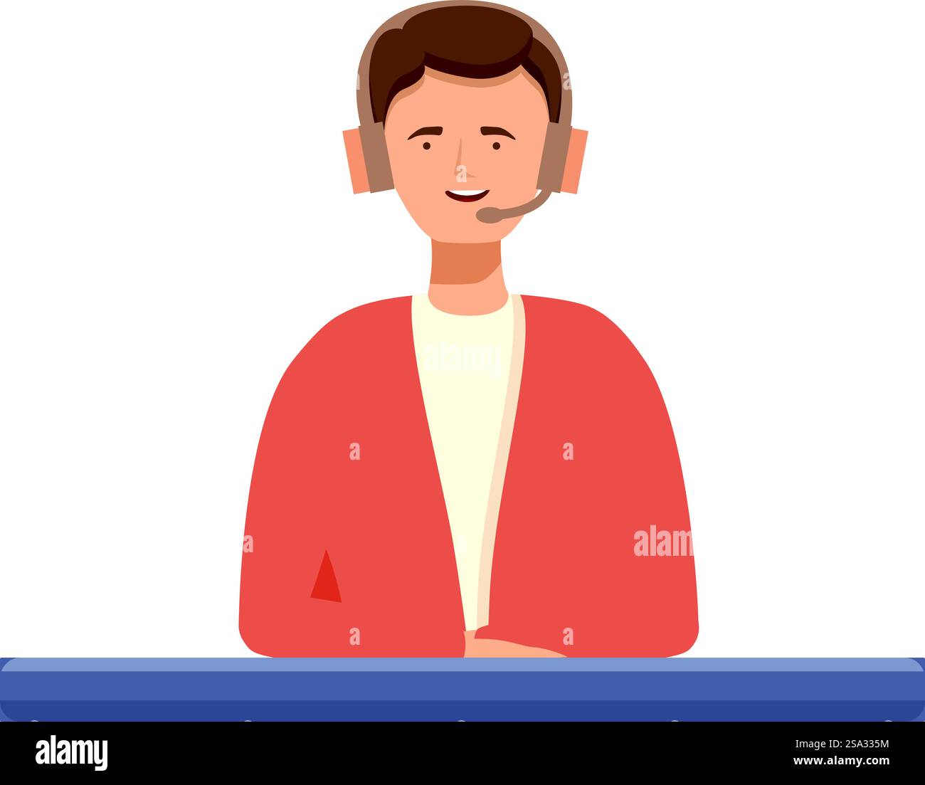 Illustration of a smiling cartoon customer support agent with ...