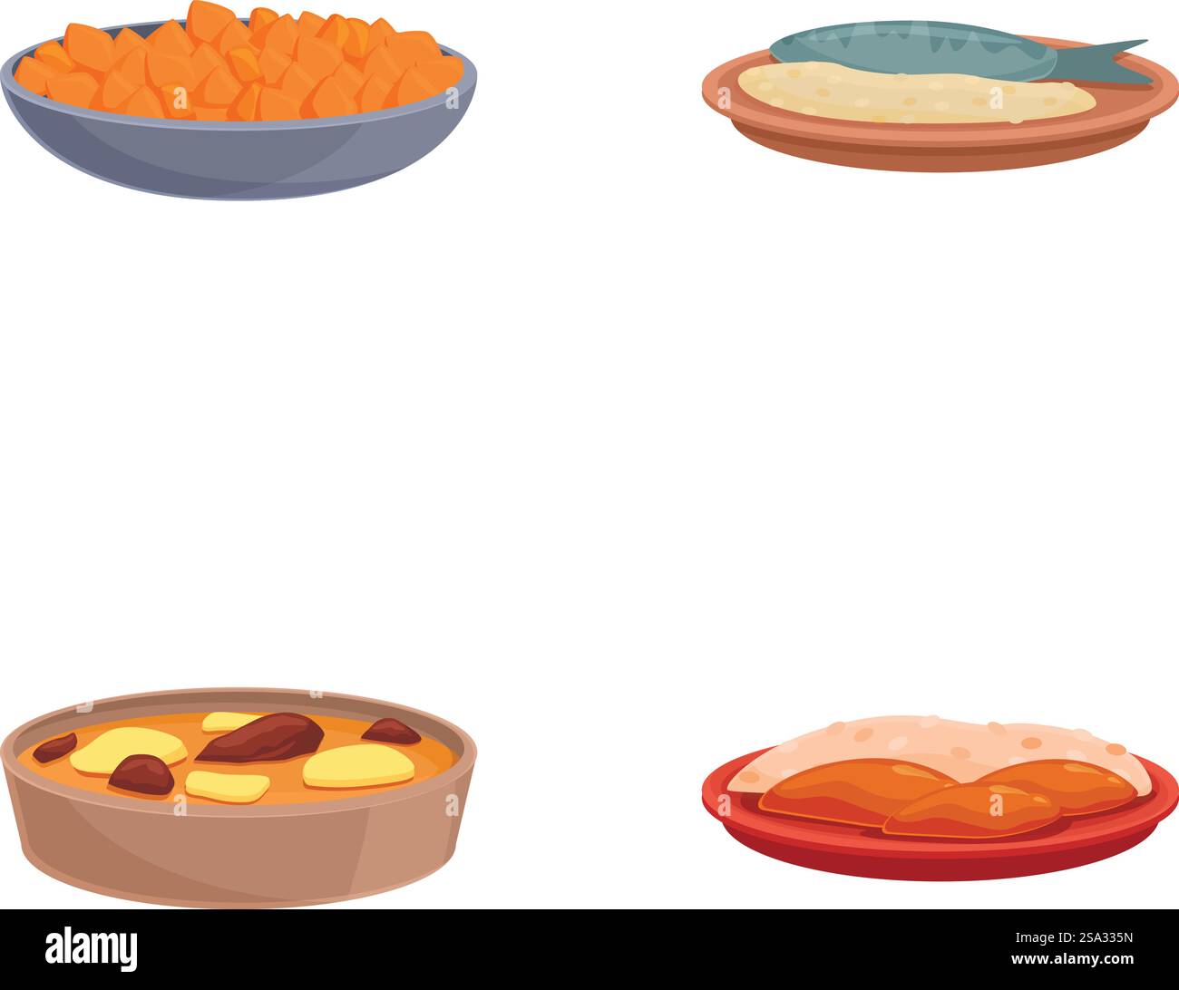 Caribbean cuisine icons set cartoon vector. Tasty caribbean cuisine ...