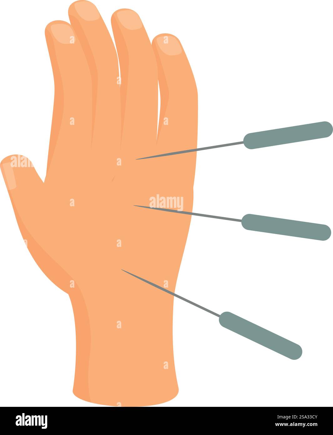 Detailed acupuncture hand model vector illustration for educational ...