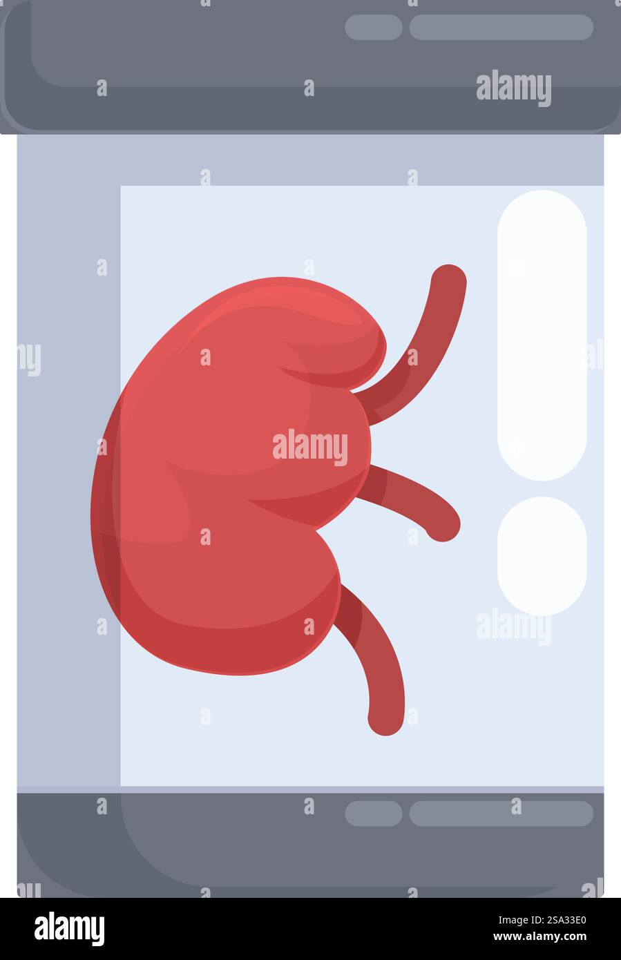 Illustration of a human stomach displayed on a mobile phone screen ...