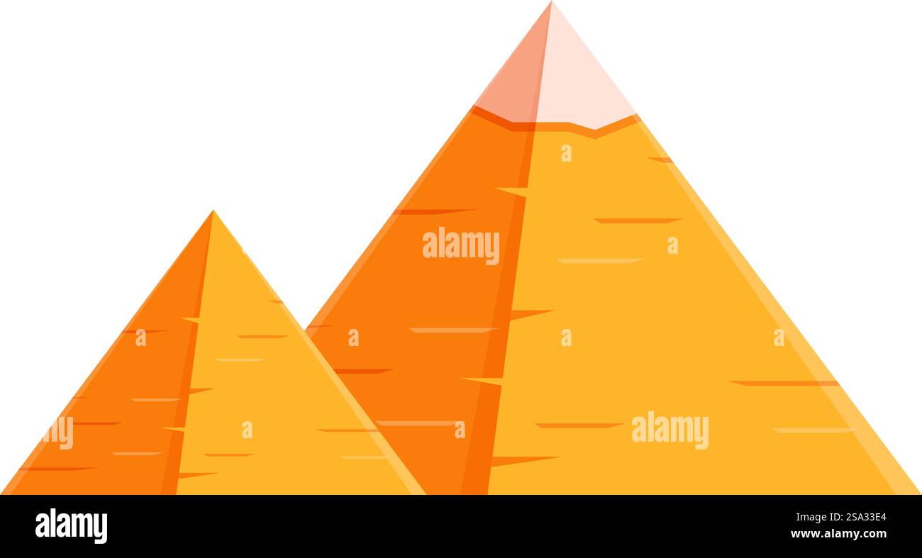 Flat design vector illustration of orange pyramids, depicting an arid ...