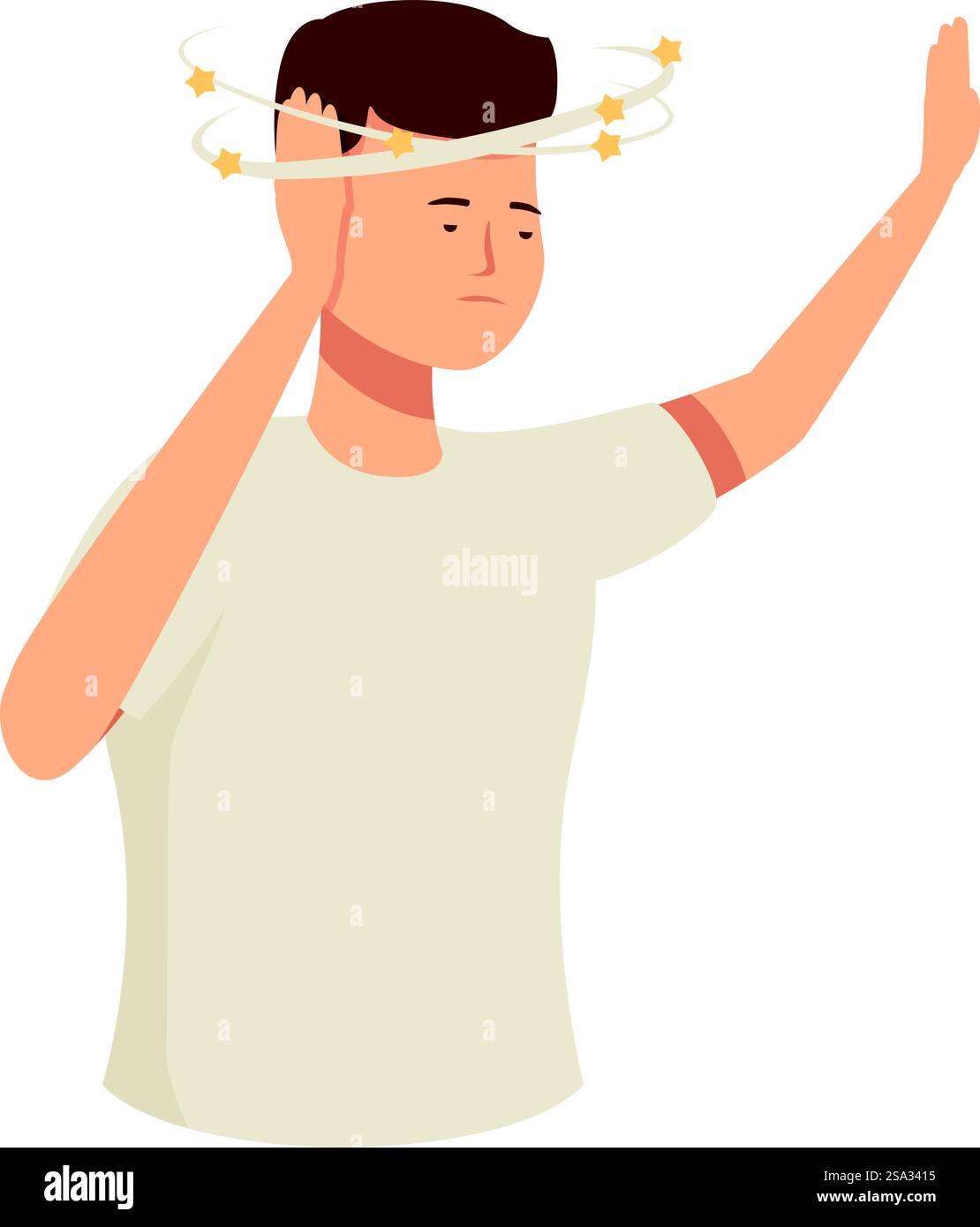 Illustration of a dizzy man with birds and stars circling his head ...