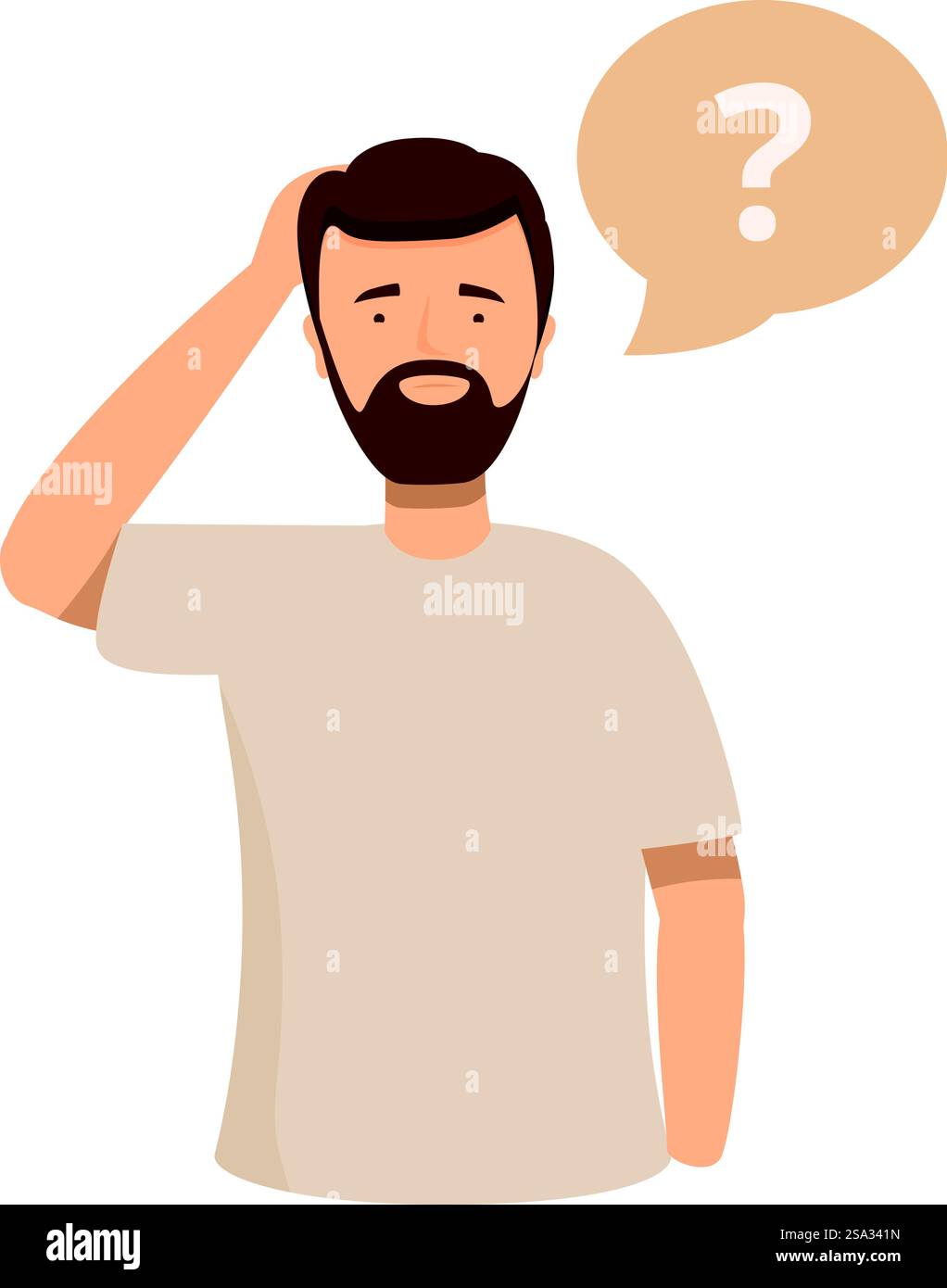 Illustration of a puzzled man scratching his head with a speech bubble ...