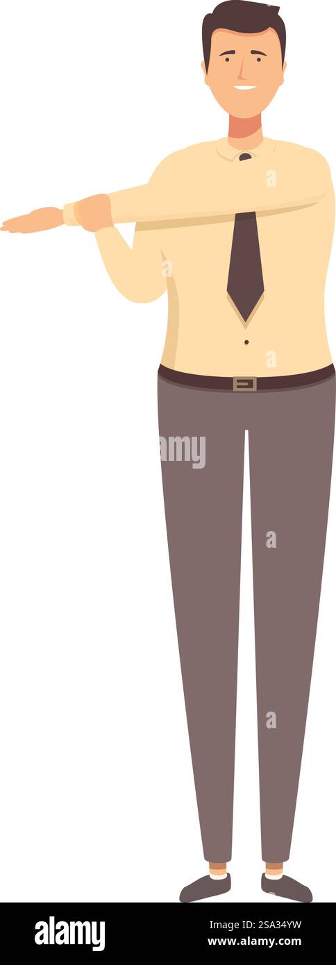 Illustrated professional man in smart clothing pointing to the side ...