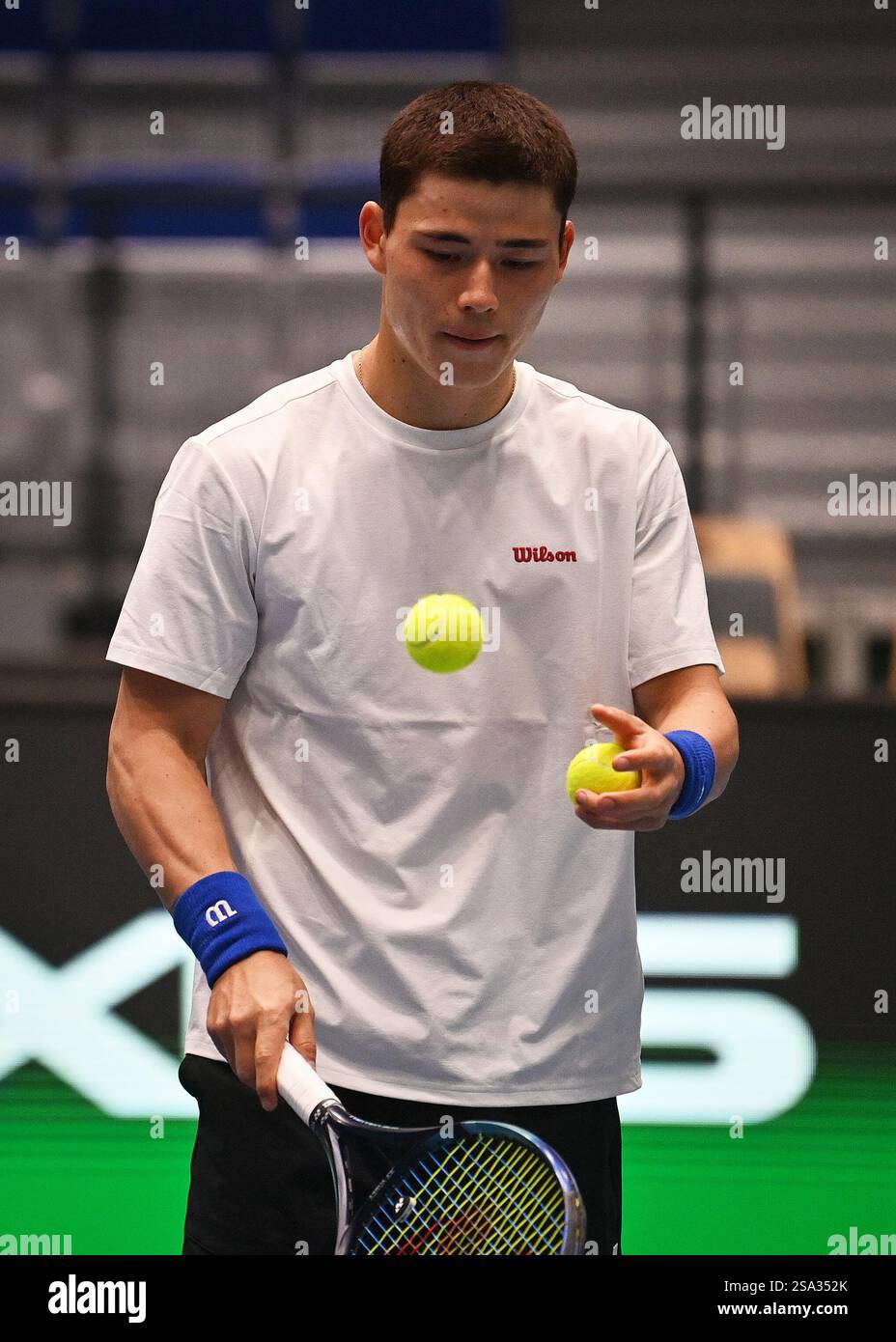 Korean tennis player Gerard Campana Lee attends a training session of ...