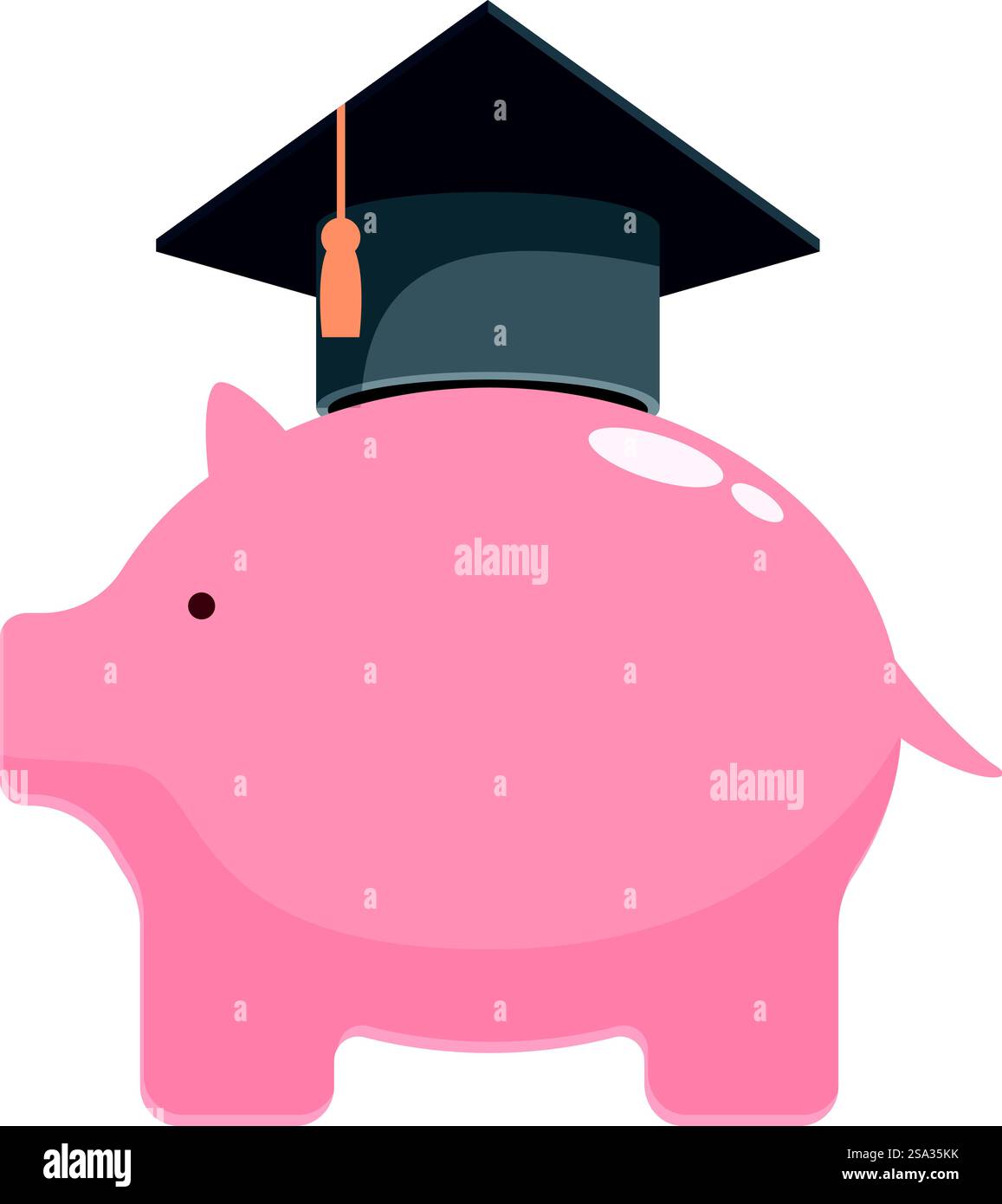 Cute illustration of a piggy bank wearing a graduation cap, symbolizing ...