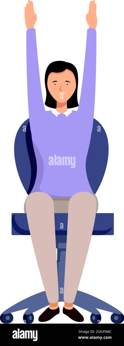 Animated character of a happy office employee raising hands in victory ...