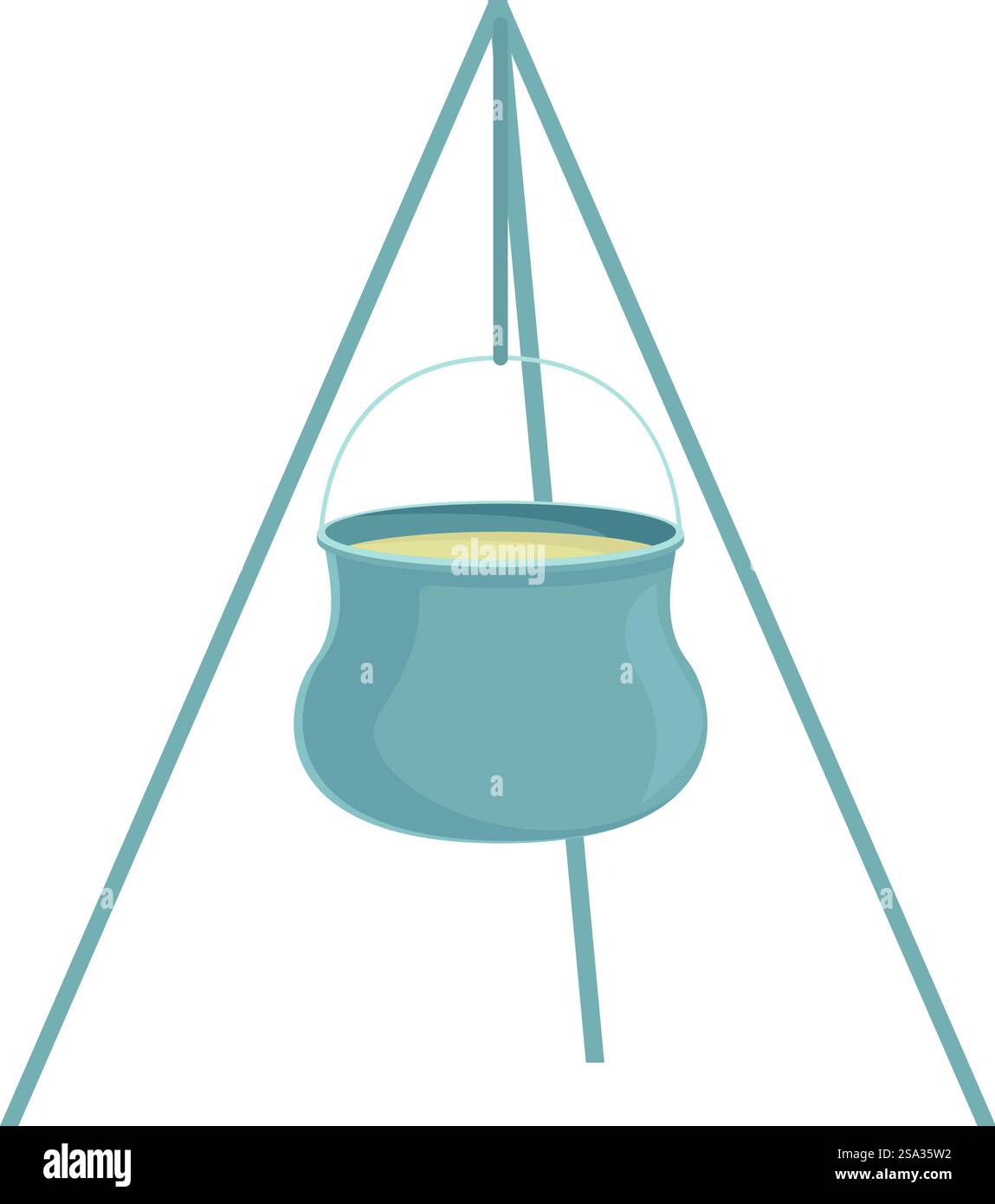 Vector illustration of a tripod cooking pot for campfire meals ...