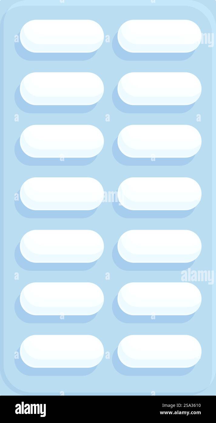 Vector graphic of an empty pill blister pack on a white background ...
