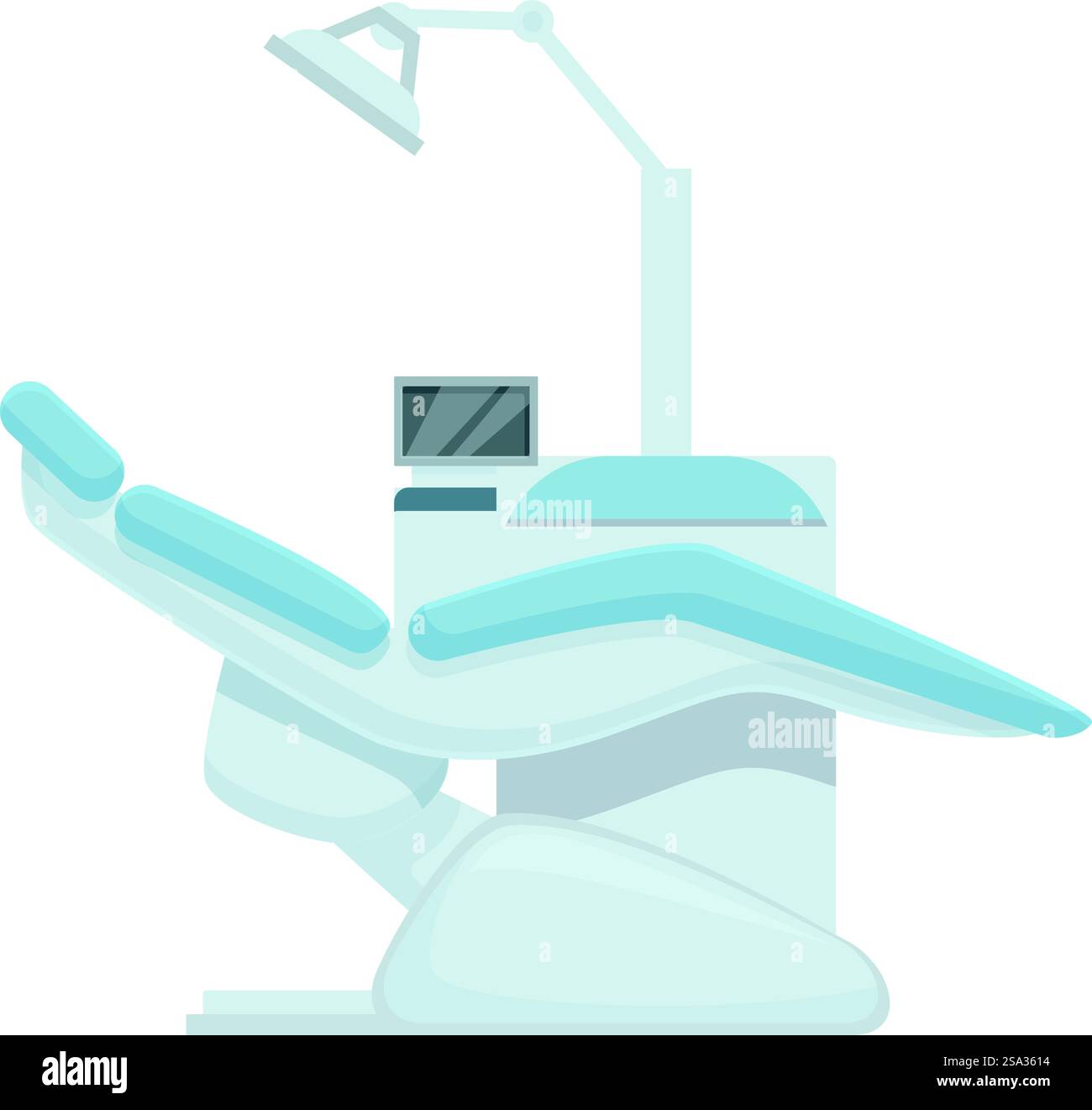Flat design vector of a professional dental chair with an overhead ...