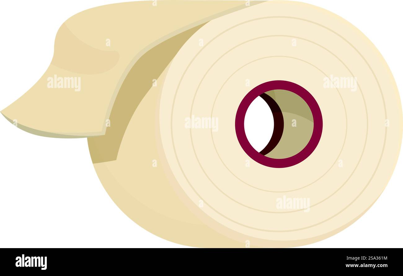 Flat vector illustration of a cartoon adhesive tape roll with a visible ...