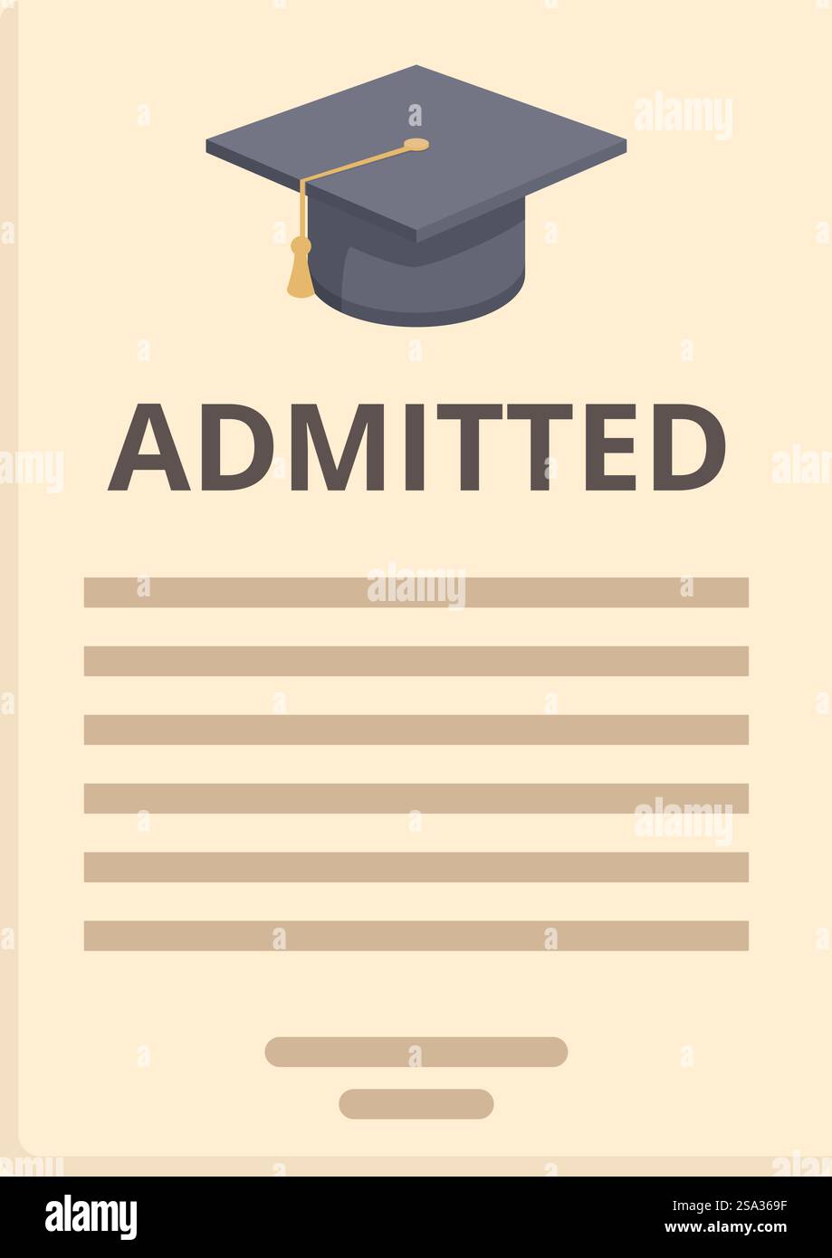 Illustration of an accepted college admission letter with a graduation ...