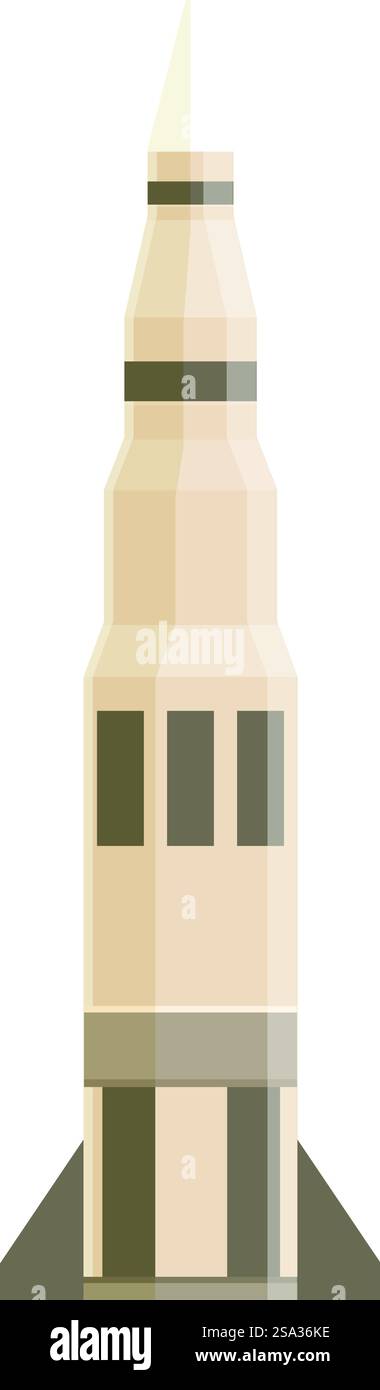 Classic beige and brown rocket depicted in a flat design style ...