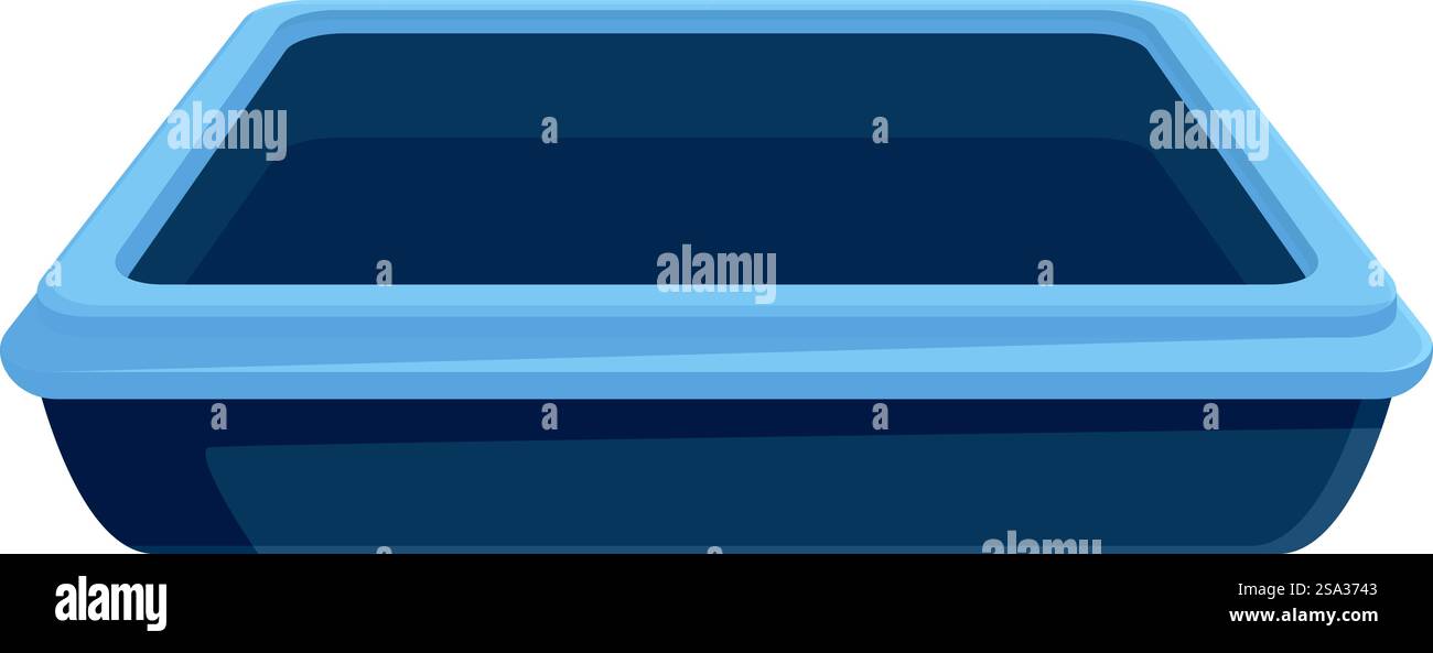 Detailed illustration of an empty blue plastic storage container on a ...