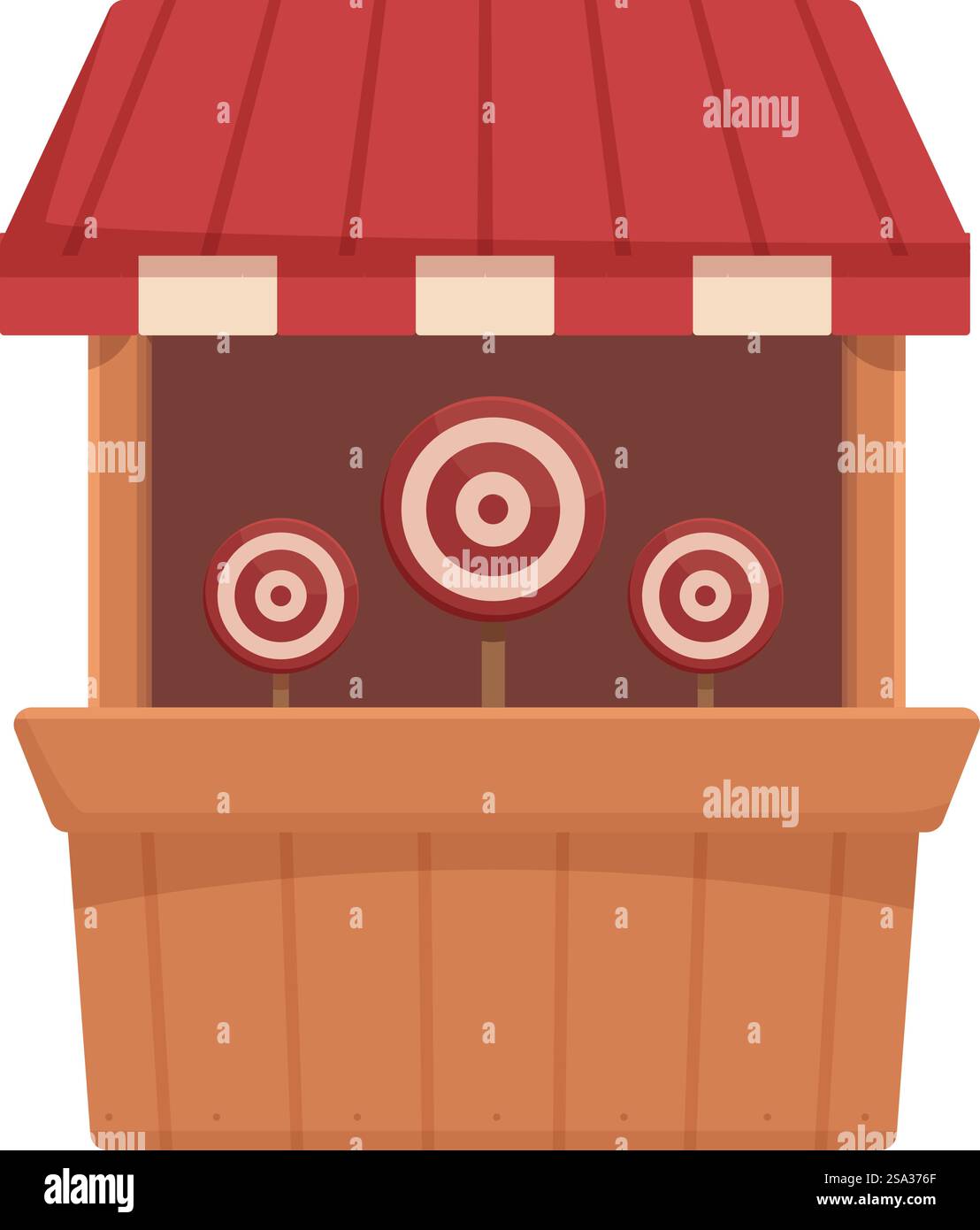 Illustration of a colorful, wooden shooting range kiosk with targets ...