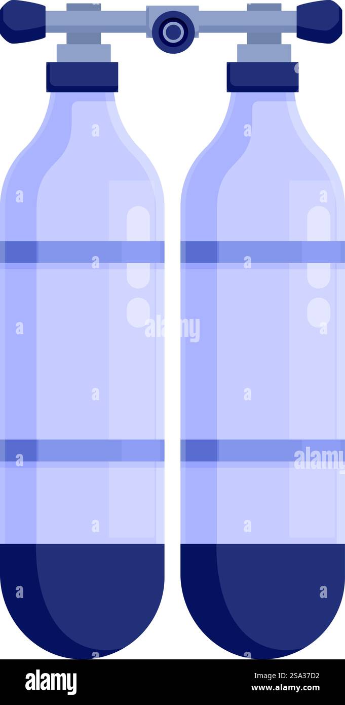 Flat design icon of two connected scuba tanks for diving, isolated on ...