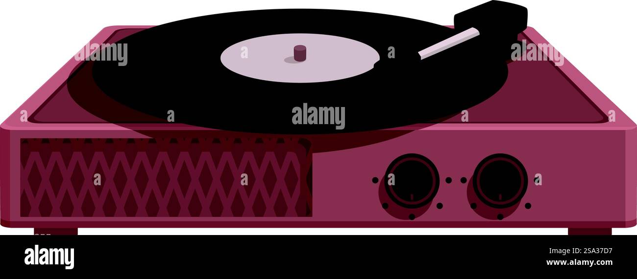 Vintage style turntable illustration with retro design, isolated on ...