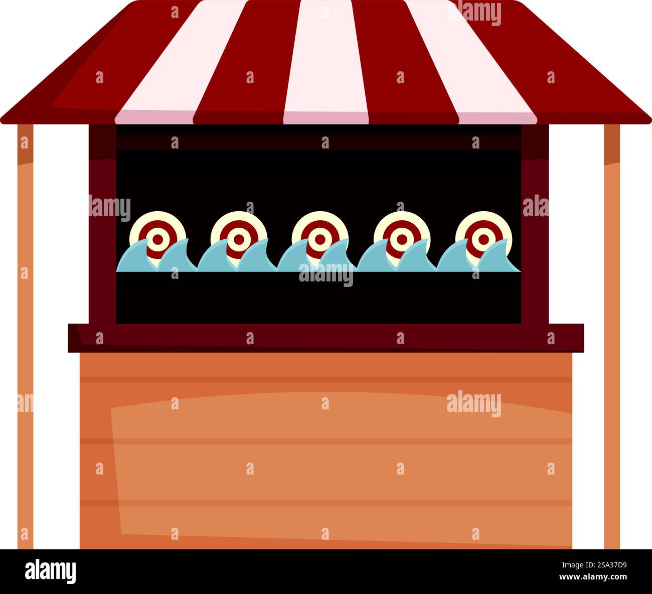 Vector illustration of a colorful carnival shooting game booth with ...