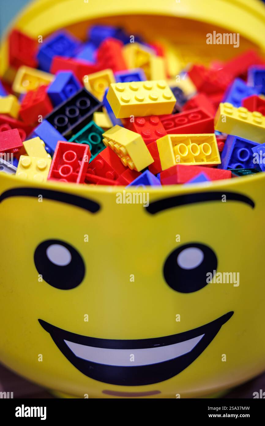 Nuremberg, Germany. 28th Jan, 2025. Lego bricks lie in a container ...