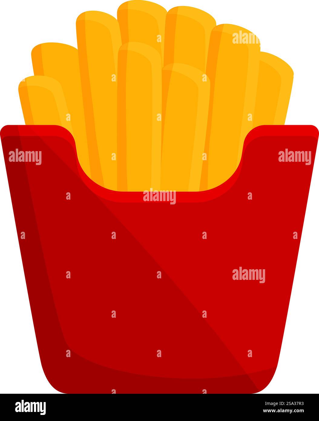 Vector illustration of crispy french fries in a bright red carton ...