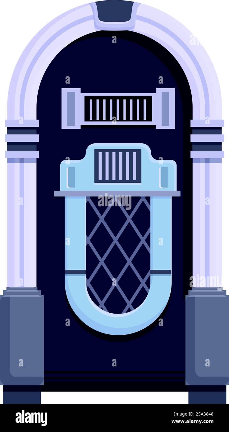 Vintage retro jukebox vector illustration with cool tones and nostalgic ...
