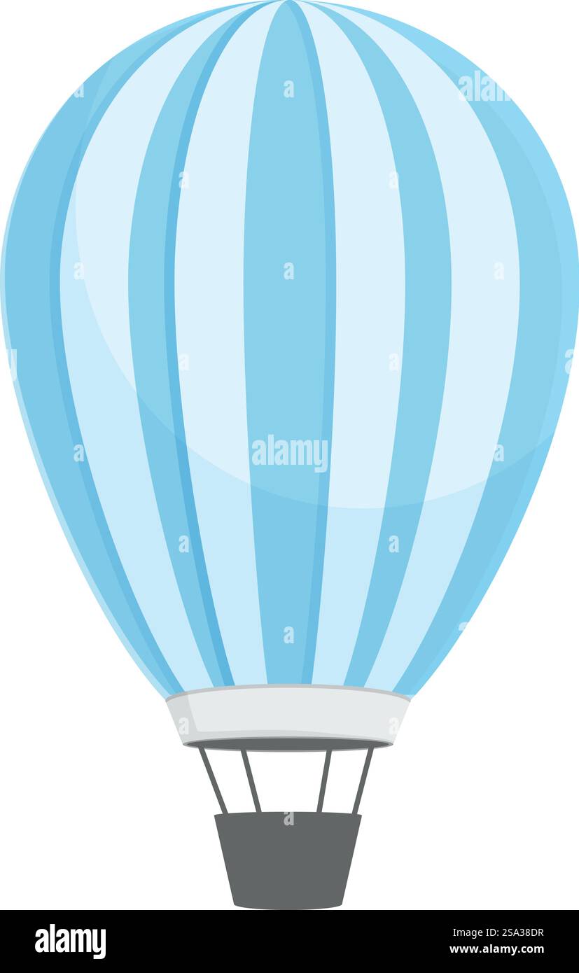 Vector illustration of a bluestriped hot air balloon on a white ...
