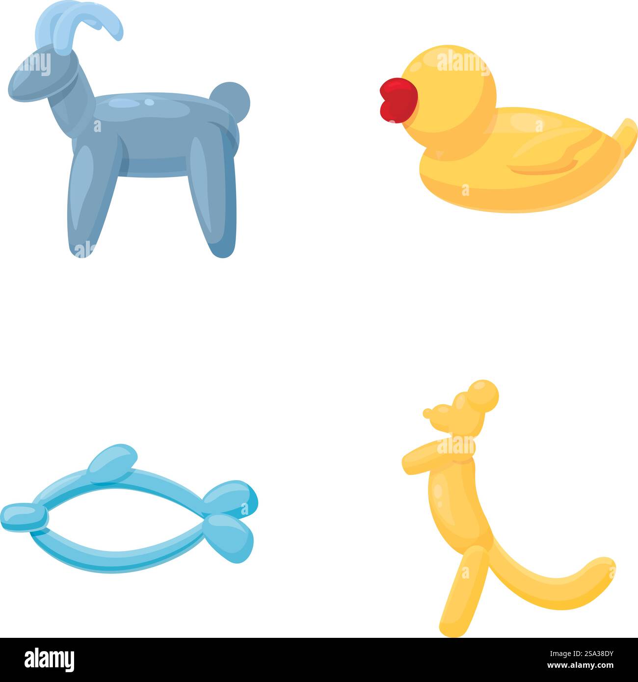 Balloon animal icons set cartoon vector. Inflatable animal from colored ...