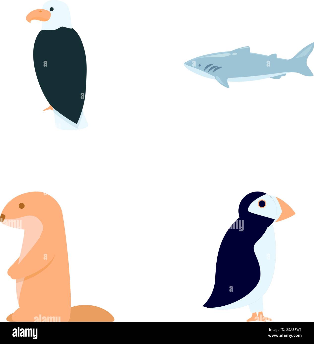 Alaska animal icons set cartoon vector. Antarctic and arctic animal ...