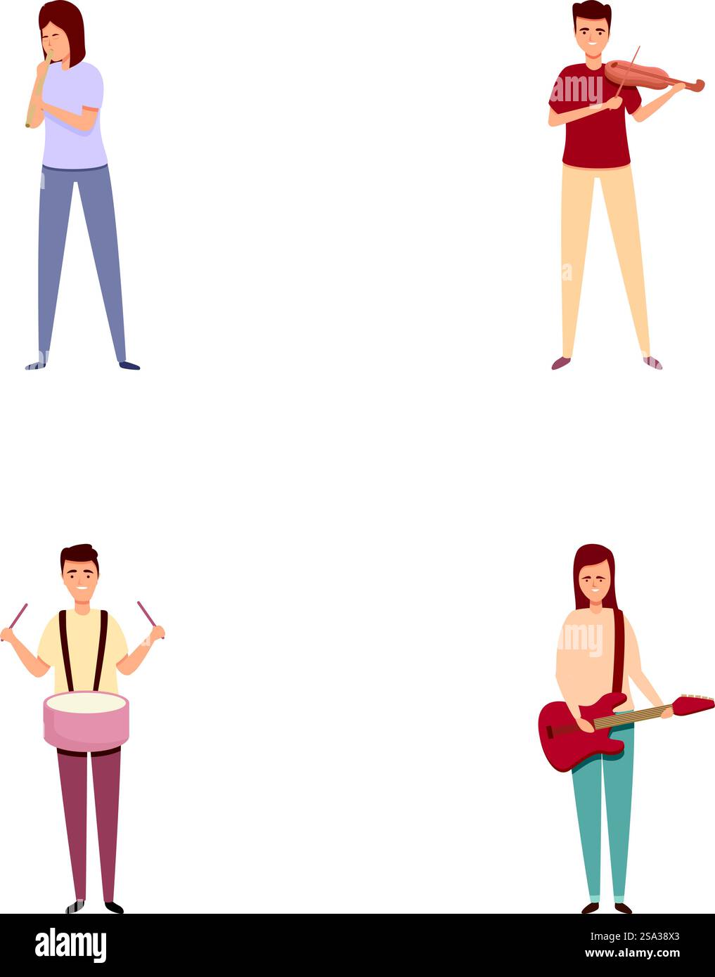 Street musician icons set cartoon vector. People playing various ...