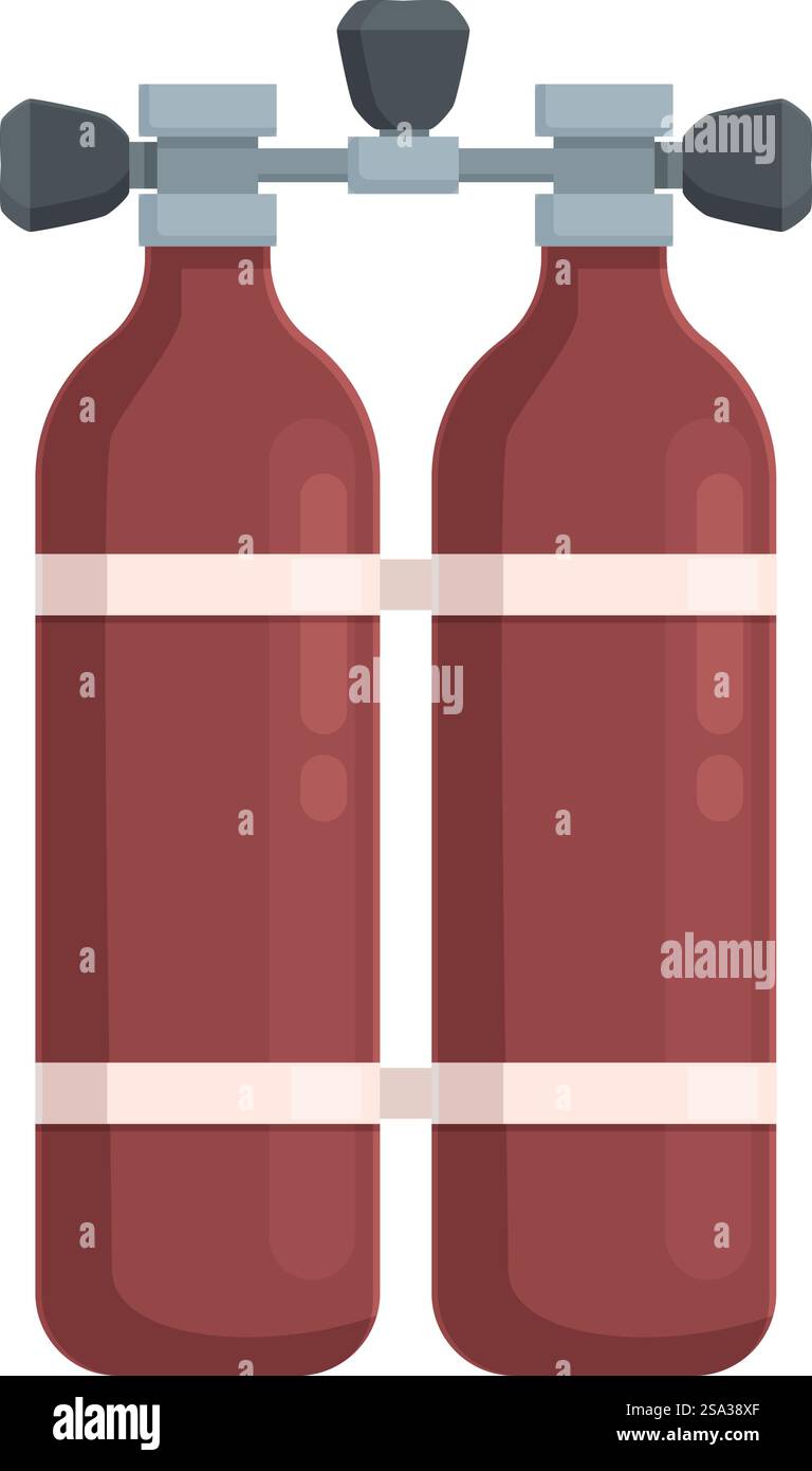 Digital illustration of two connected red co2 fire extinguishers on ...