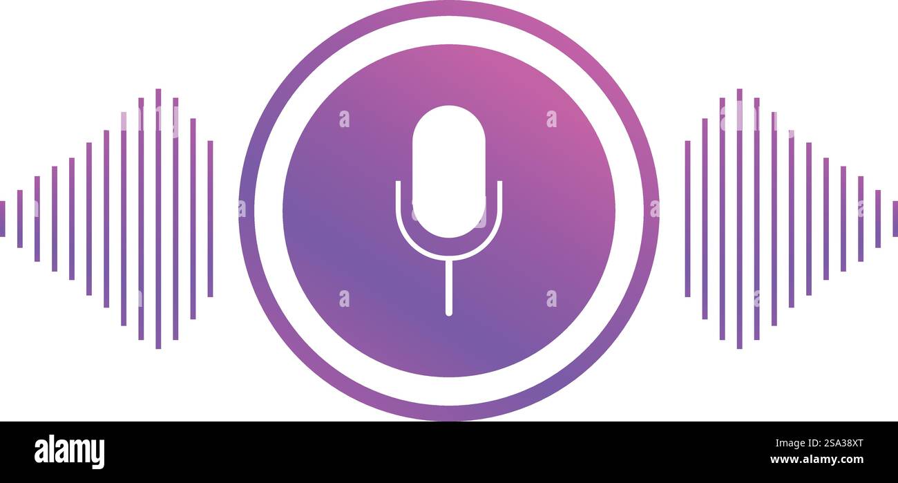Vibrant gradient podcast microphone icon encircled by dynamic sound ...