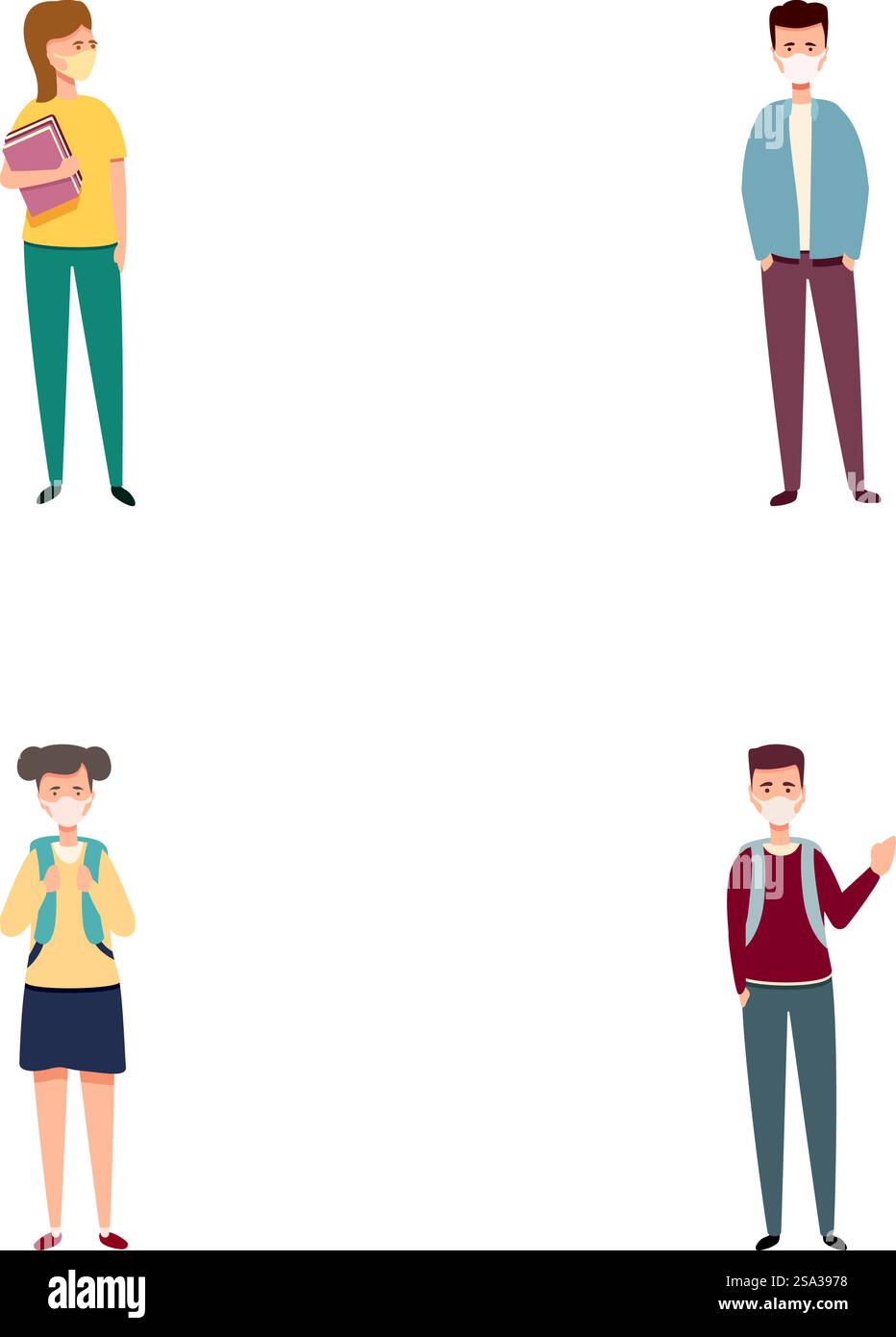 Set of four cartoon office characters with various poses on a white ...