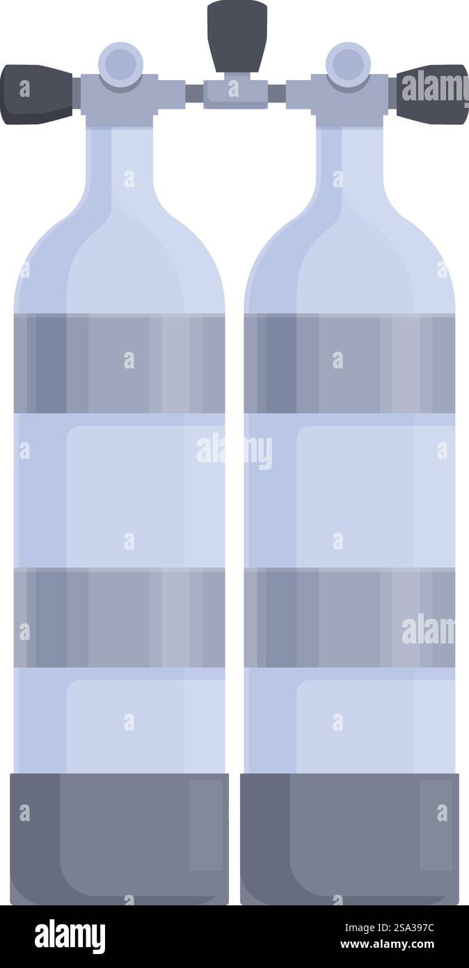 Vector illustration of twin scuba tanks for diving equipment on a clean ...