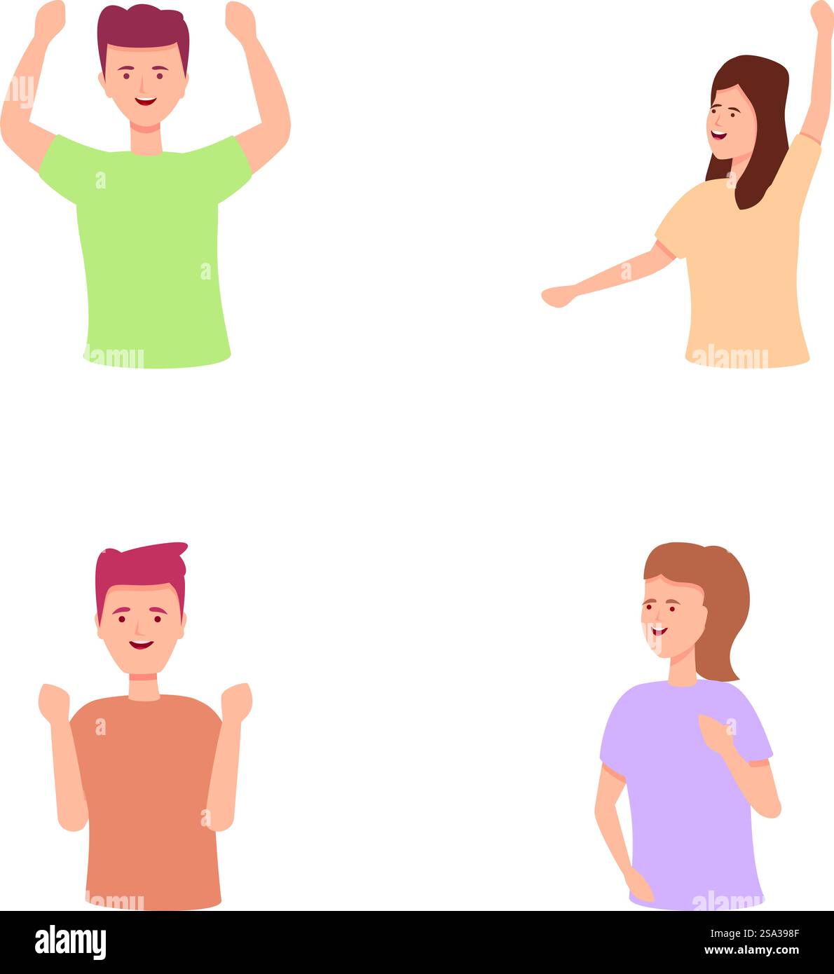 Emotion delight icons set cartoon vector. Glad character with positive ...