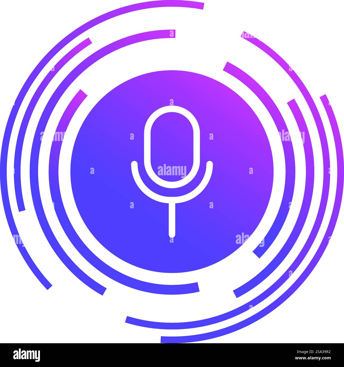 Gradient podcast microphone icon encircled by vibrant sound wave lines ...