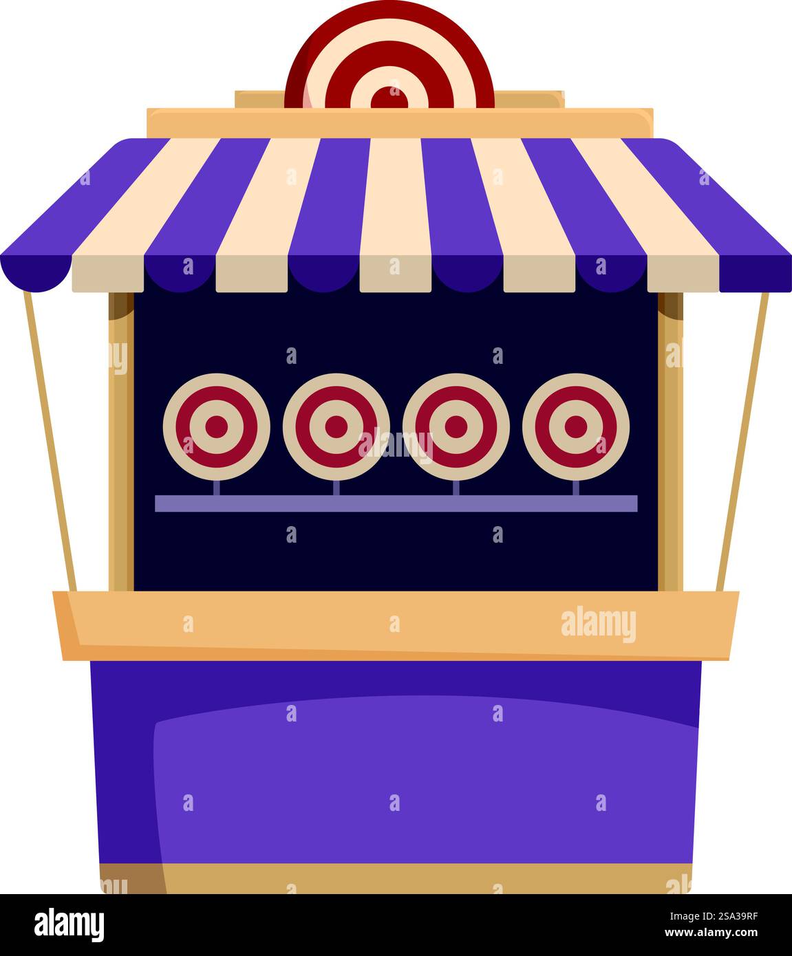 Flat design vector of a colorful cartoon shooting range carnival booth ...