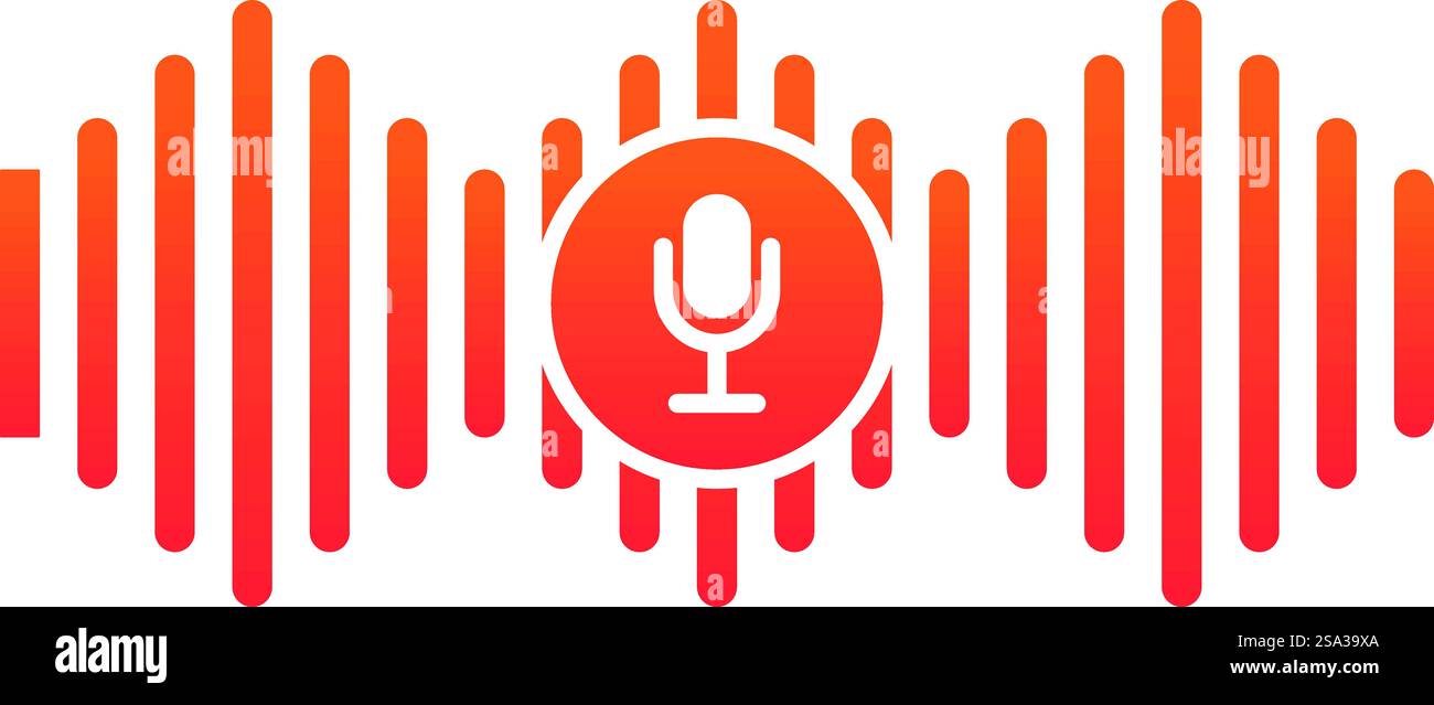 Vibrant orange gradient podcast logo with microphone and sound wave ...