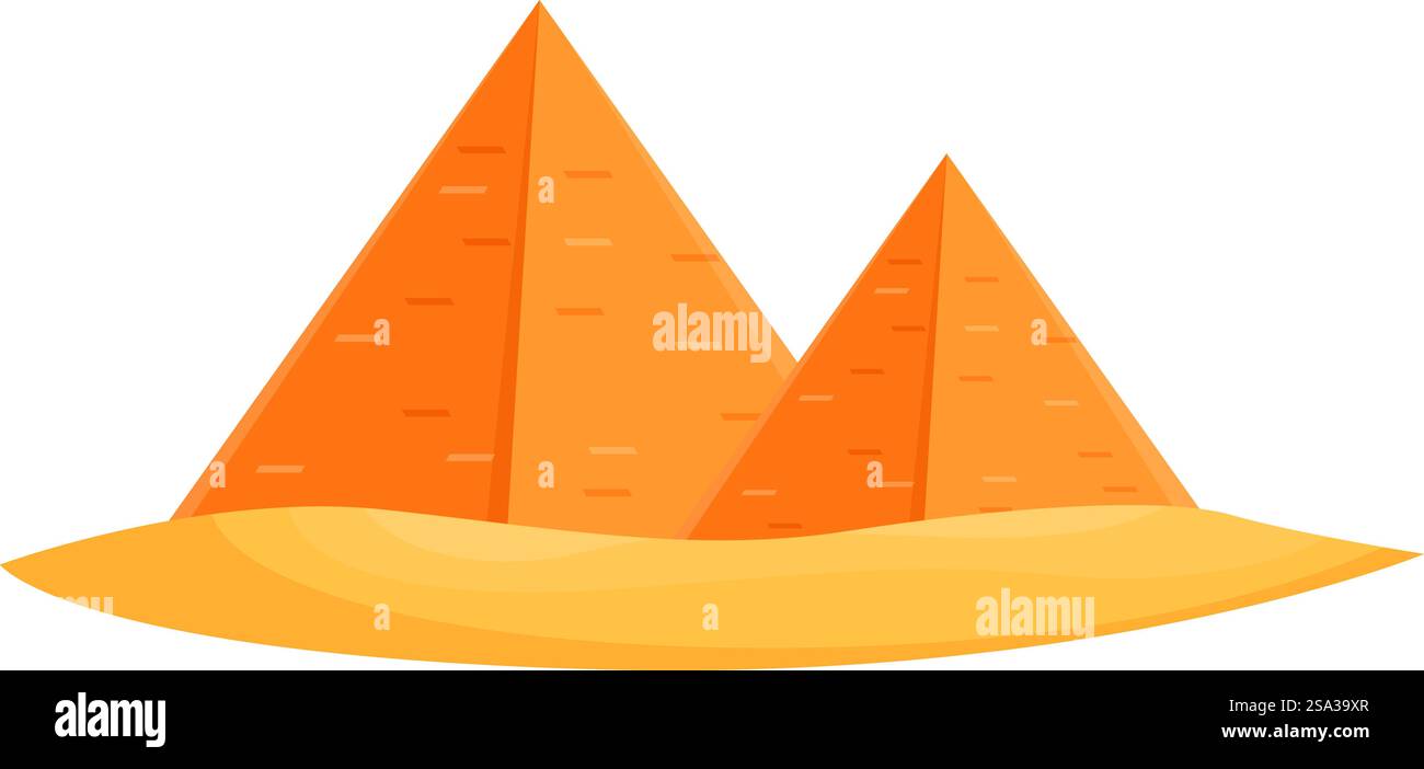 Colorful cartoon vector illustration of ancient egyptian pyramids in the desert. Representing ...