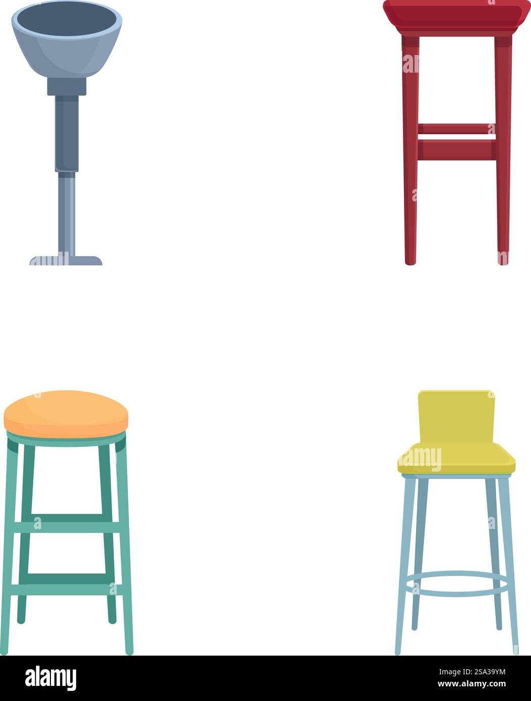 Collection of four different chair icons in a flat design style ...