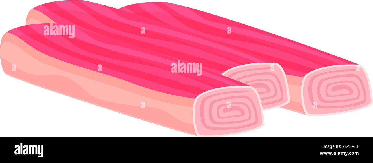 Digital illustration of stylized bacon strips and rolled slices on a ...