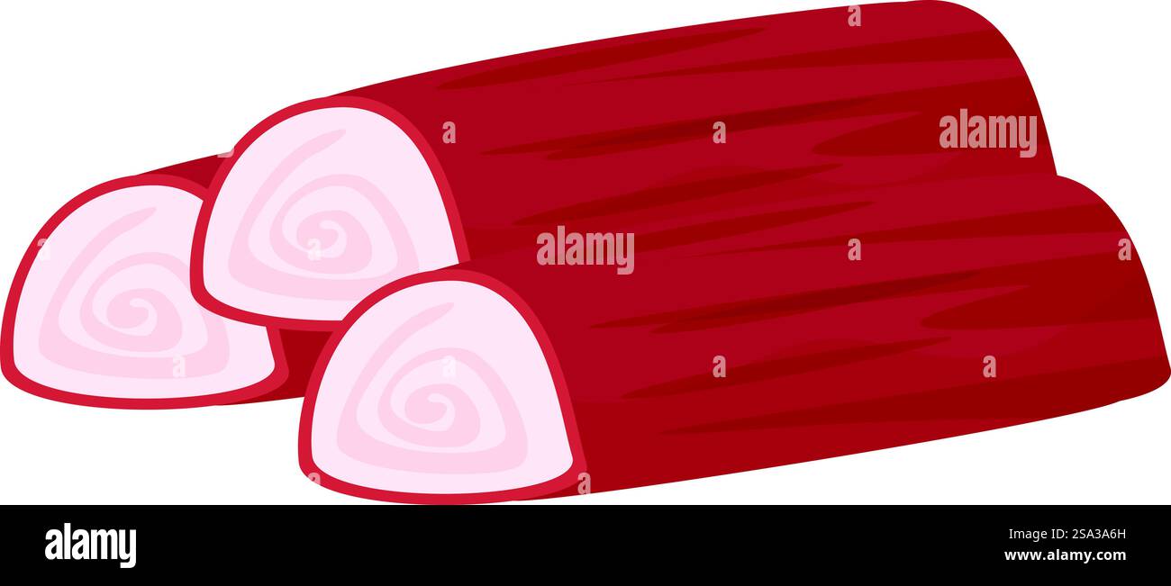 Cartoon illustration of pink ham slices. A vector graphic design ...