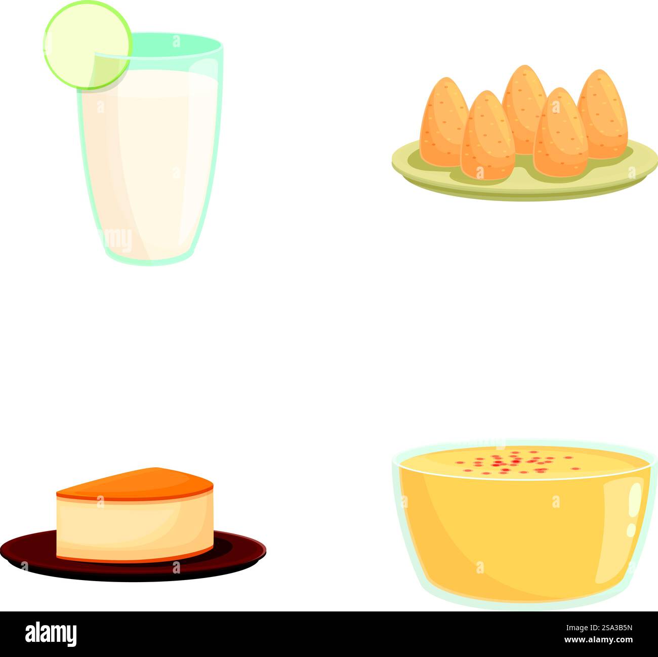 Brazilian cuisine icons set cartoon vector. Traditional brazilian dish ...