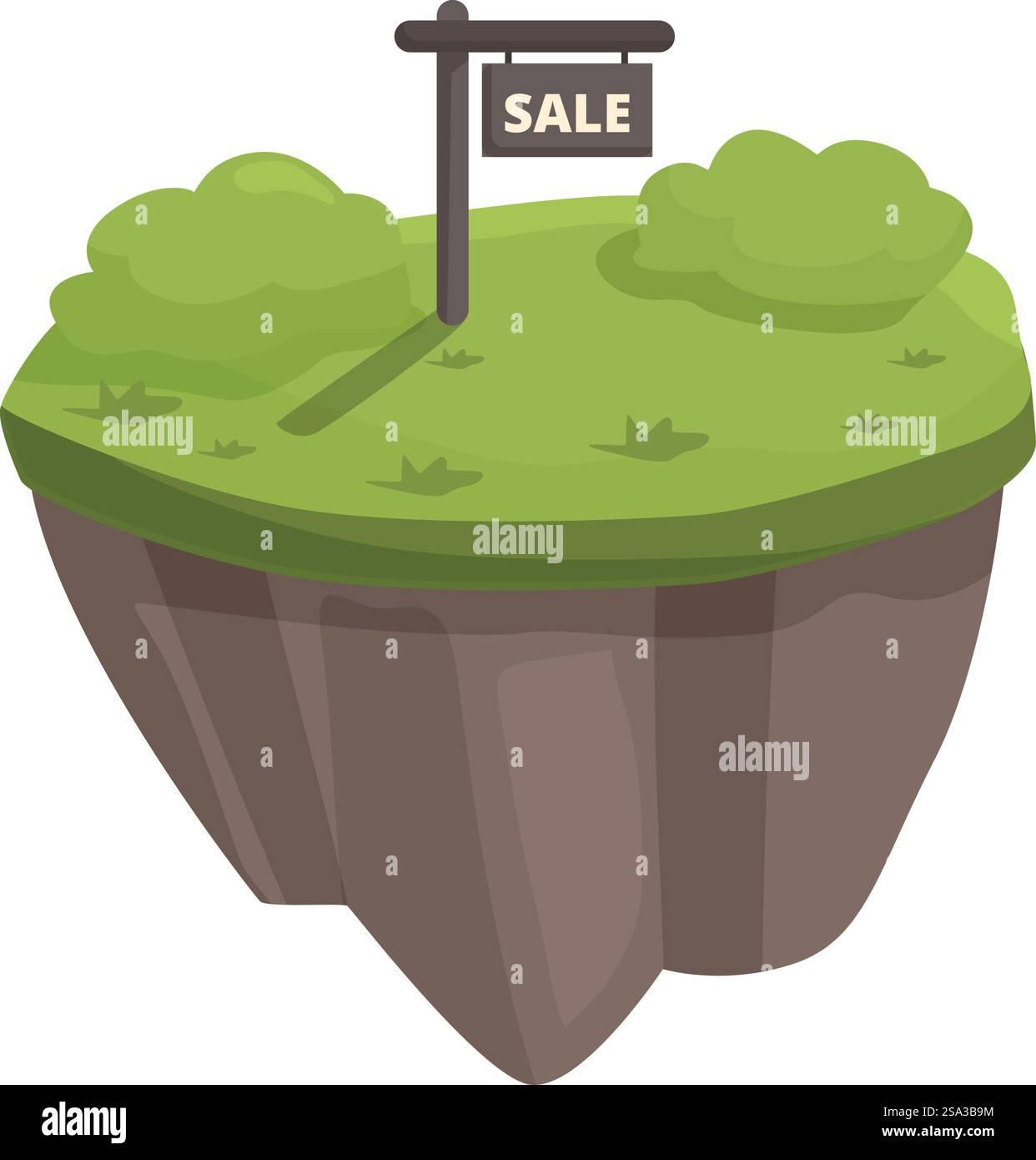 Illustration of a floating island with a sale sign on it, representing ...